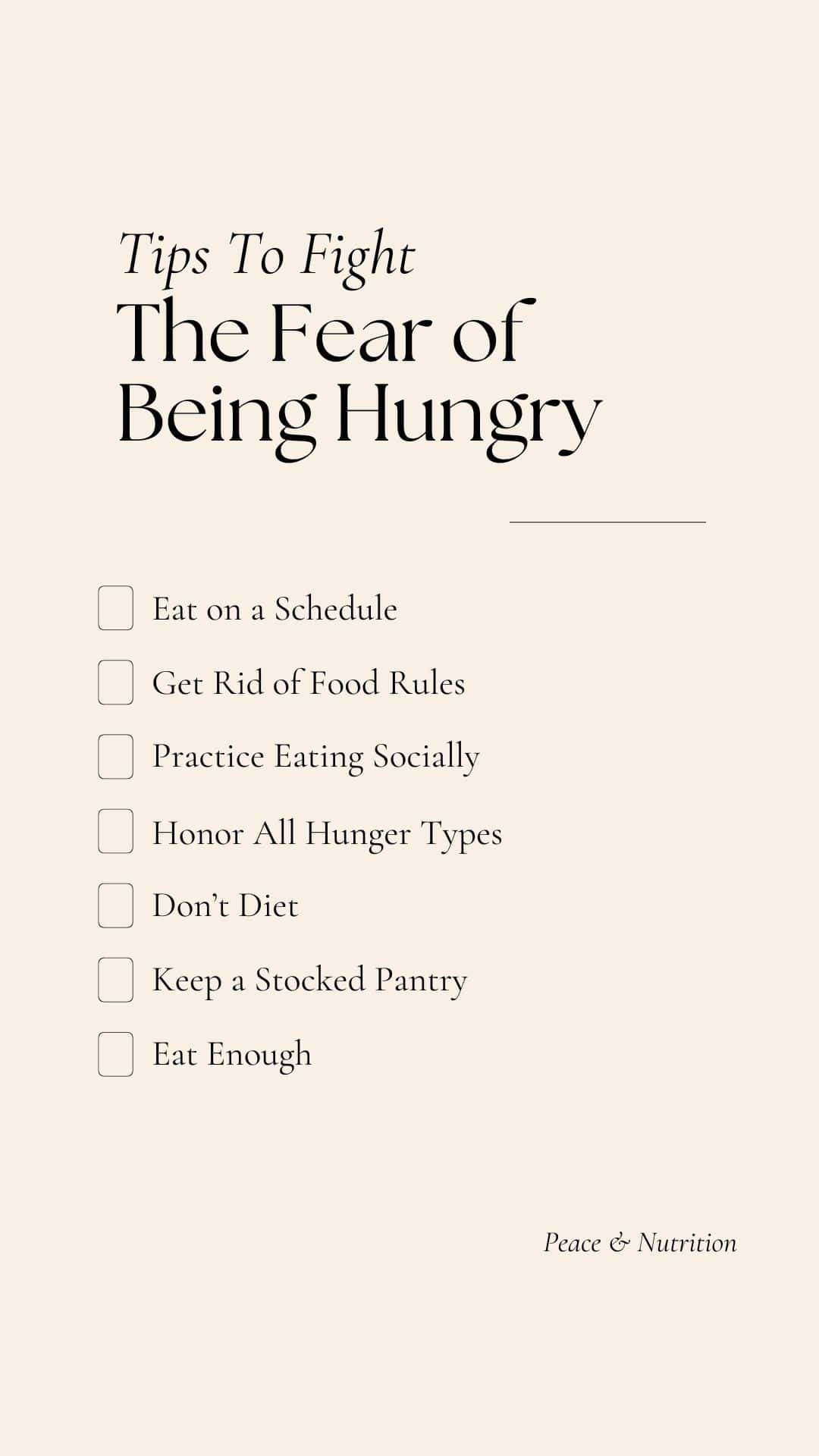 7 Tips to Fight The Fear Of Being Hungry | Peace & Nutrition™